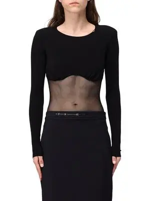 Elisabetta Franchi Bodysuit With Sheer Panel Detail - Black