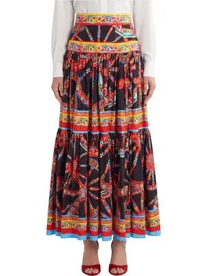 DOLCE & GABBANA Dolce & Gabbana Tiered Printed Maxi Skirt