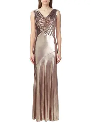 COLLINI MILANO 1937 Selene U-neck Lamé Jersey Long Evening Gown - Pink