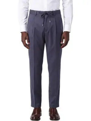 Herno Slim Fit Cotton Trousers With Drawstring Waist And Belt Loops - Black