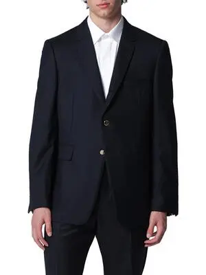 Thom Browne Single-breasted Wool Blazer With 4-bar Stripe - Blue