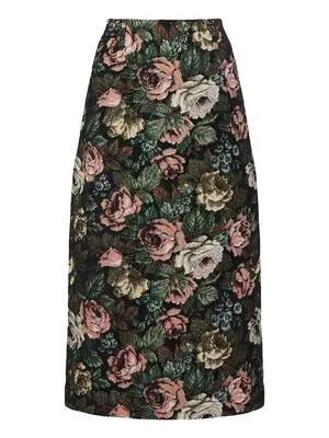 Dries Van Noten Floral Jacquard Midi Skirt - Multicoloured