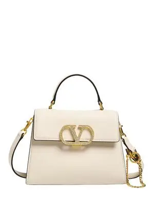 Valentino Garavani Small Vsling Leather Top Handle Bag - Light Ivory
