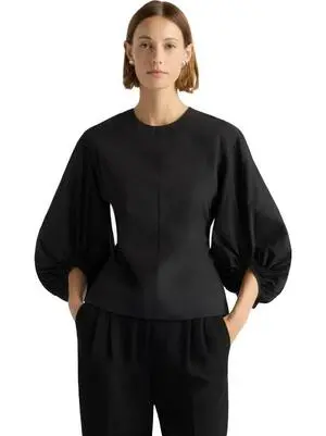 Modern Citizen Odessa Sculpted Balloon-sleeve Blouse - Black