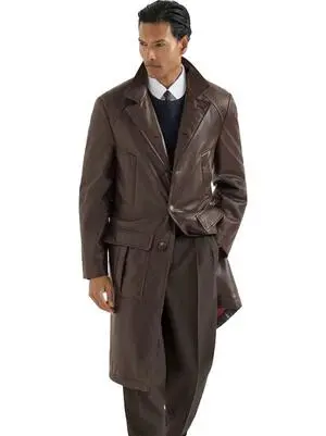 BRUNELLO CUCINELLI Nappa Leather Overcoat With Thermore® Padding