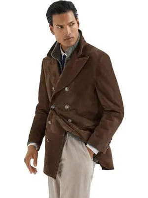 BRUNELLO CUCINELLI Suede Pea Coat