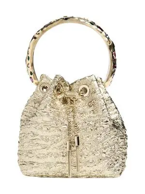 JIMMY CHOO Bon Bon Puckered Metallic Jacquard Top Handle Bag - Gold/multi/gold