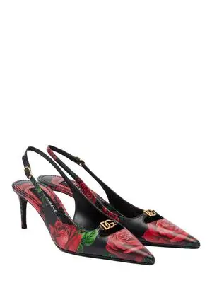 Dolce & Gabbana Dg Floral Leather Slingback Pumps - Multicoloured