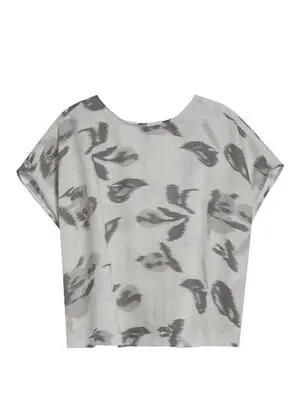 Emporio Armani Crisscross Back Linen Top - Light Grey