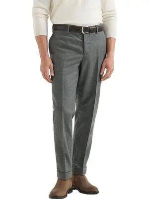 Brunello Cucinelli Virgin Wool Flannel Trousers - Medium Grey