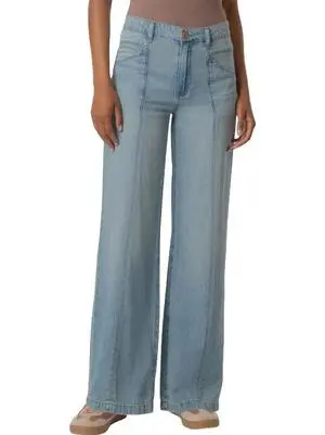 Kut From The Kloth Jodi High Waist Relaxed Straight Leg Cotton & Linen Jeans - Core