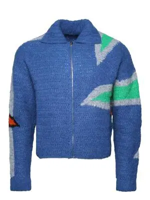 NAHMIAS Crochet Zip-up Sweater - Blue