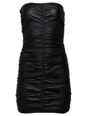 Alexander Wang Ruched Mini Leather Tube Dress - Black