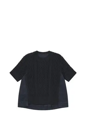 Sacai Short Sleeve Hybrid Top - Black