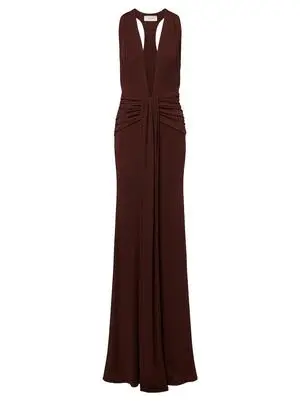 THE NEW ARRIVALS ILKYAZ OZEL Siwa Gathered Ruched Gown - Brown