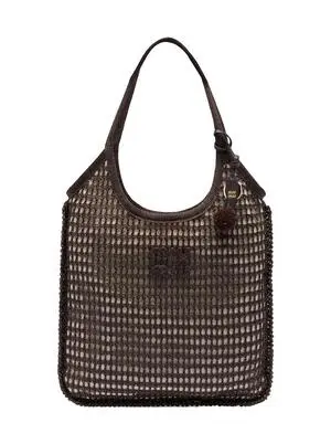 Miu Miu Ivy Crochet Raffia-effect Shopper - Brown