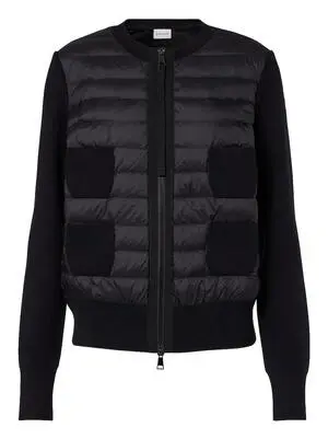 Moncler Tricot Down-paneled Virgin Wool Cardigan - Black