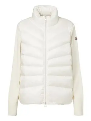 Moncler Tricot Down-paneled Virgin Wool Cardigan - White