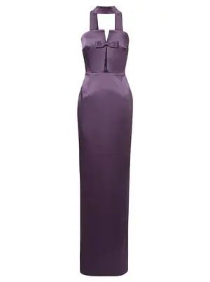 THE NEW ARRIVALS ILKYAZ OZEL Noa Scarf-detail Satin Gown - Purple