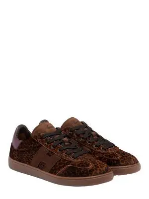Hogan Leopard Print Calf Hair Sneakers - Brown