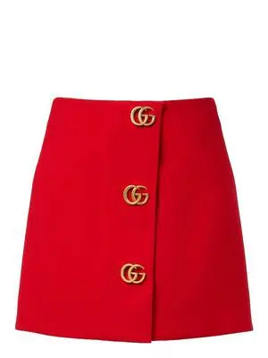 Gucci Double G Wool Crêpe Miniskirt - Red