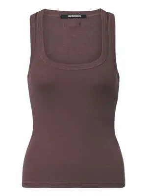 Jacquemus Grosgrain Cotton Jersey Tank Top - Brown