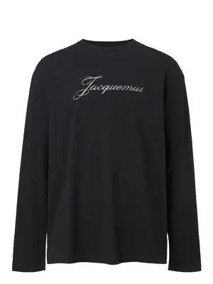 Jacquemus Logo Cotton And Hemp Jersey T-shirt - Black