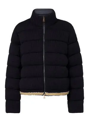 Moncler Cotton Down Cardigan With Zip Front - Blue