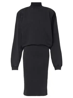 MUGLER Cotton Jersey Sweatshirt Dress - Grey