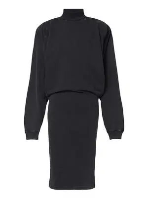 MUGLER Cotton Jersey Sweatshirt Dress - Grey