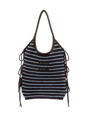Miu Miu Ivy Crochet Striped Tote Bag - Blue