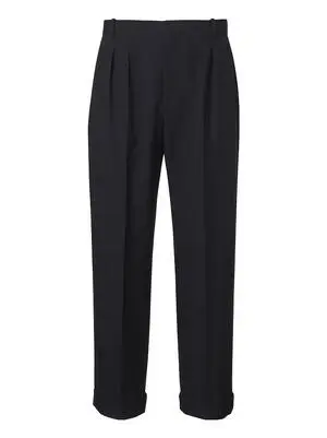 THE ROW Tavel Pleated Wool And Cashmere Straight Pants - Blue