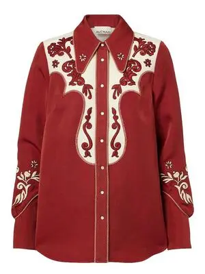 ALEMAIS Alémais Duke Embroide Wool-blend Shirt - Red