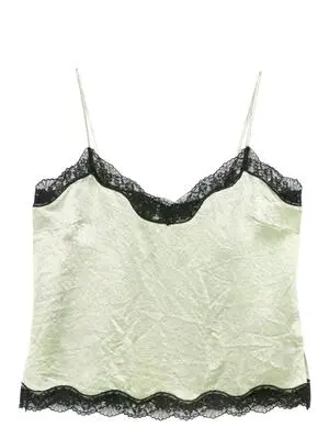 TWINSET Lace Trim Sweetheart Neck Blouse - Green