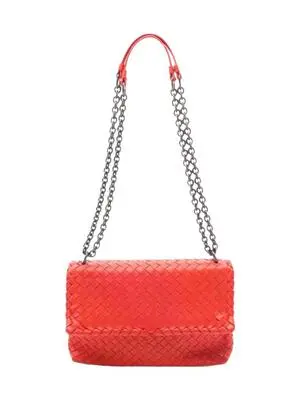 BOTTEGA VENETA Bottega Veneta Red Calf-Leather Olympia Shoulder Bag