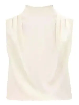 Ba&sh Ba&Sh Hoda Pleated High-Neck Sleeveless Blouse Neutrals