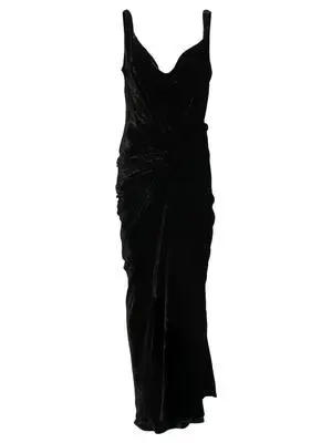 Rick Owens Draped Velvet Maxi Dress - Black