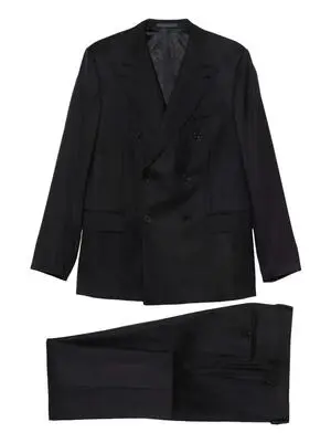 Caruso Norma Double-breasted Peak-lapel Suit - Black