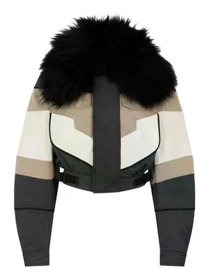 Dsquared2 Faux Fur Collar Color Block Ski Jacket - Grey