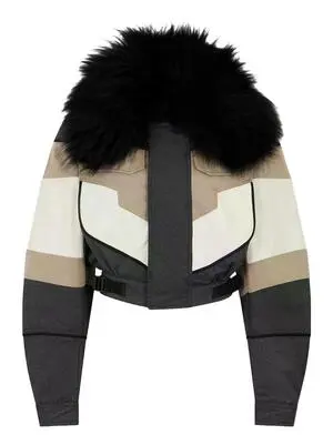 Dsquared2 Faux Fur Collar Color Block Ski Jacket - Grey