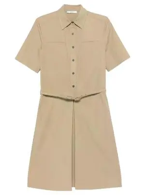 Fendi Short Sleeve Button-up Midi Dress - Neutrals