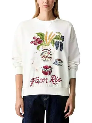Farm Rio Off- Printed Graphic Sweatshirt - White