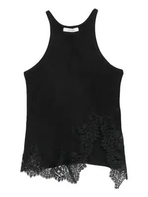 Dorothee Schumacher Lace-trimmed Ribbed Tank Top - Black