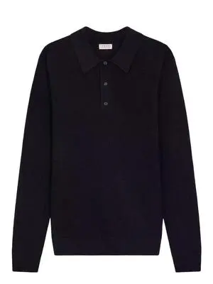 FURSAC Waffle-knit Wool Polo Shirt - Blue