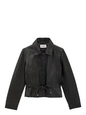 Ba&sh Ba&Sh Leather Drawstring Waist Jacket Black