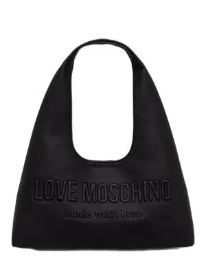 Moschino Logo Embroidered Tote Bag - Black