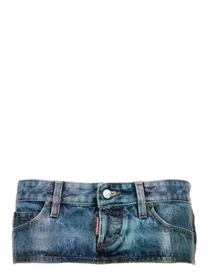 Dsquared2 Iced Wash Denim Mini Skirt - Blue