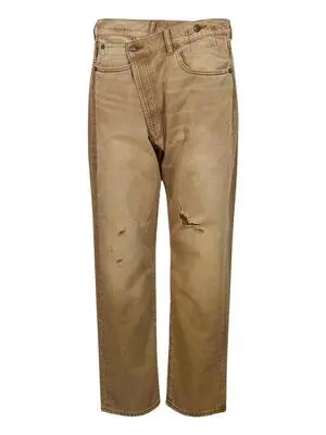 R13 Distressed Crossover Waist Jeans - Neutrals