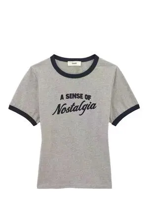 Ba&sh Rosta Slogan-print Ringer T-shirt - Grey