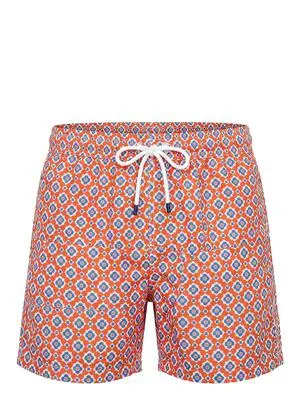 Fedeli Geometric Print Swim Shorts - Orange